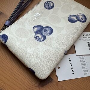 Coach | Bags | Corner Zip Wristlet In Signature Canvas With Blueberry ...